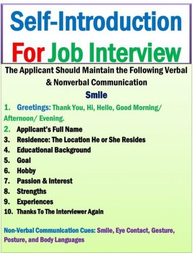 Self Introduction Sample For Job Interview