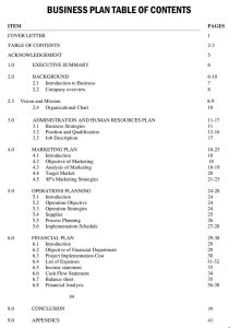 Business Plan Examples For Students Entrepreneurship PDF